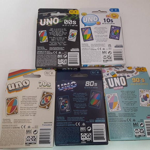 Mattel | Games | New Uno 5th Anniversary Editions 70s 80s 90s 00s 0s ...